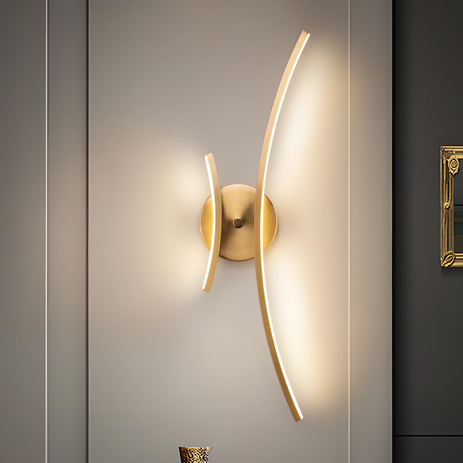LIGJOY Gold Modern LED Wall Sconces, Indoor Wall Lighting Fixtures ...