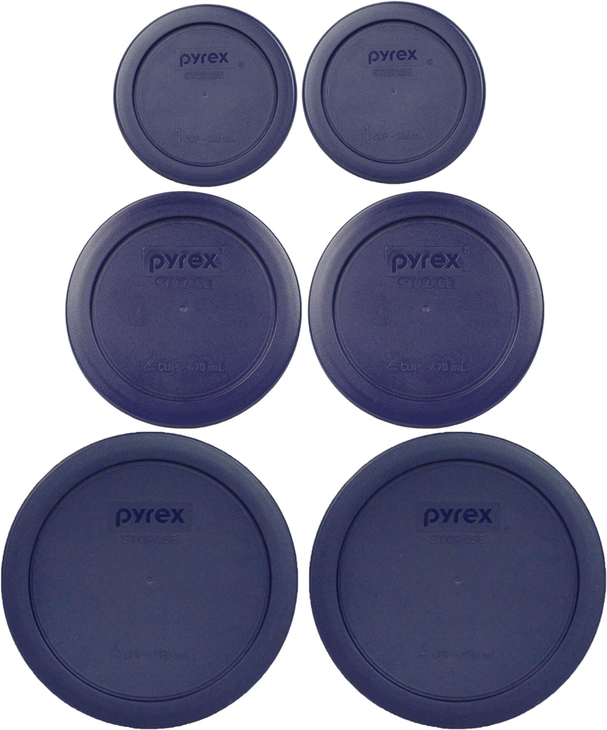 Amazon.com: Pyrex 1 Cup Round Plastic Cover Lids, 6-Pack, Dark Blue ...