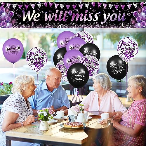 RUMIA Purple We Will Miss You Party Decorations Purple Black 18Pcs Good ...