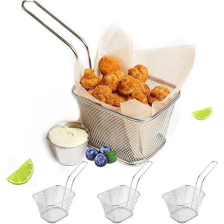 DECARETA Chip Serving Frying Baskets Mini Chip Baskets with Handle 8Pcs ...