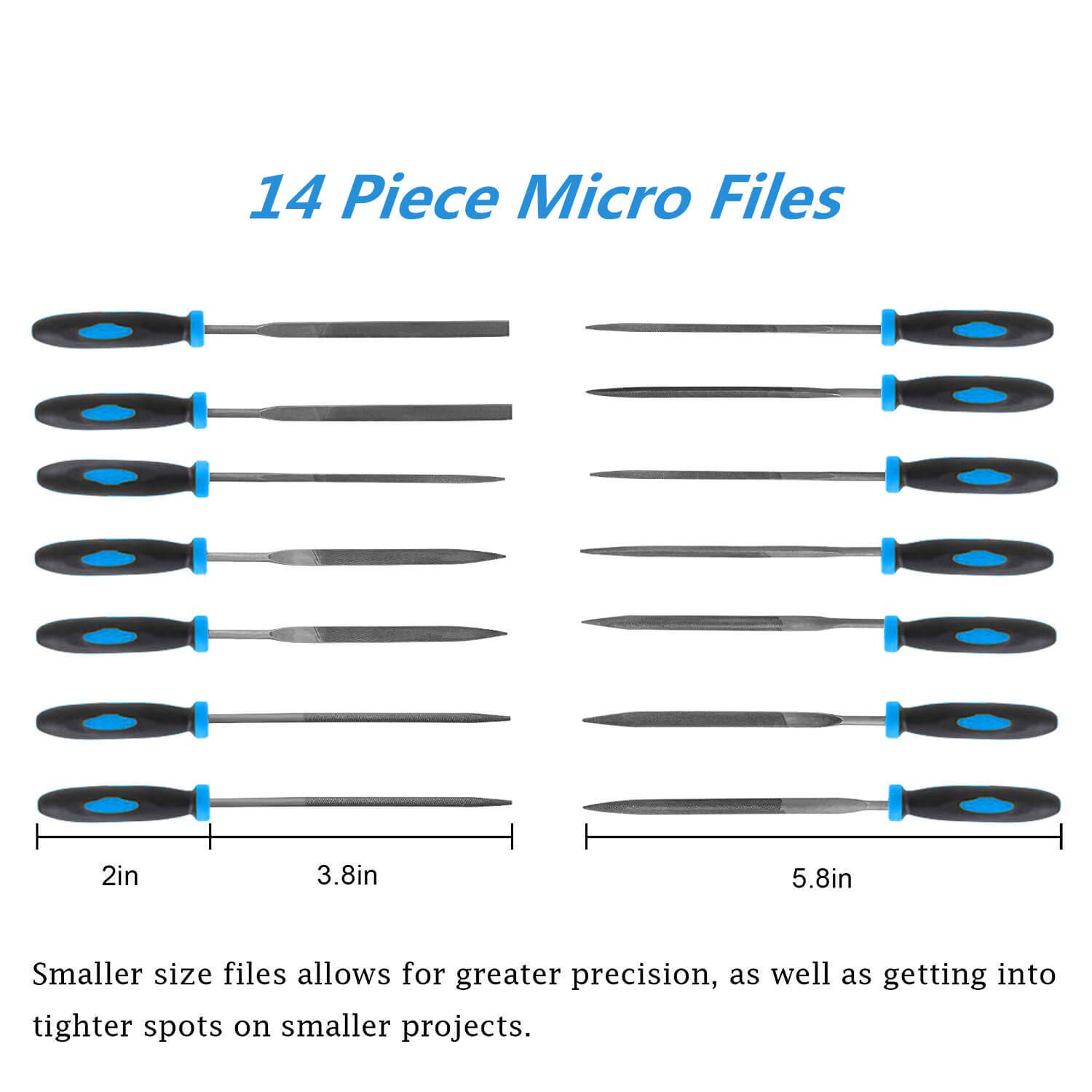 Round File 5PC SET By US PRO TOOLS 200mm Flat Square Round Triangular ...