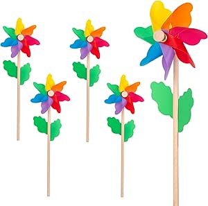 Amazon.com: 5 Pack Colorful Flower Pinwheels for Yard and Garden, Decor ...