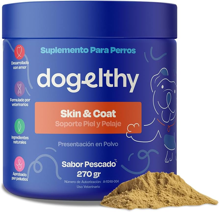 Dogelthy Skin & Coat. Suplemento para Piel y Pelaje para Perro Hecho a ...