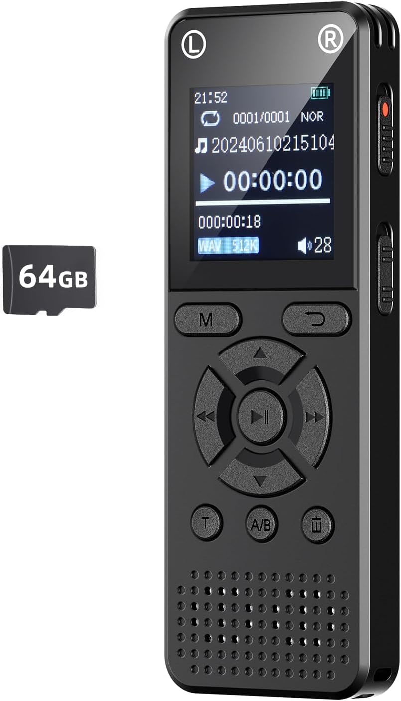 Amazon.com: 64GB Digital Voice Recorder with Playback：Voice Activated ...