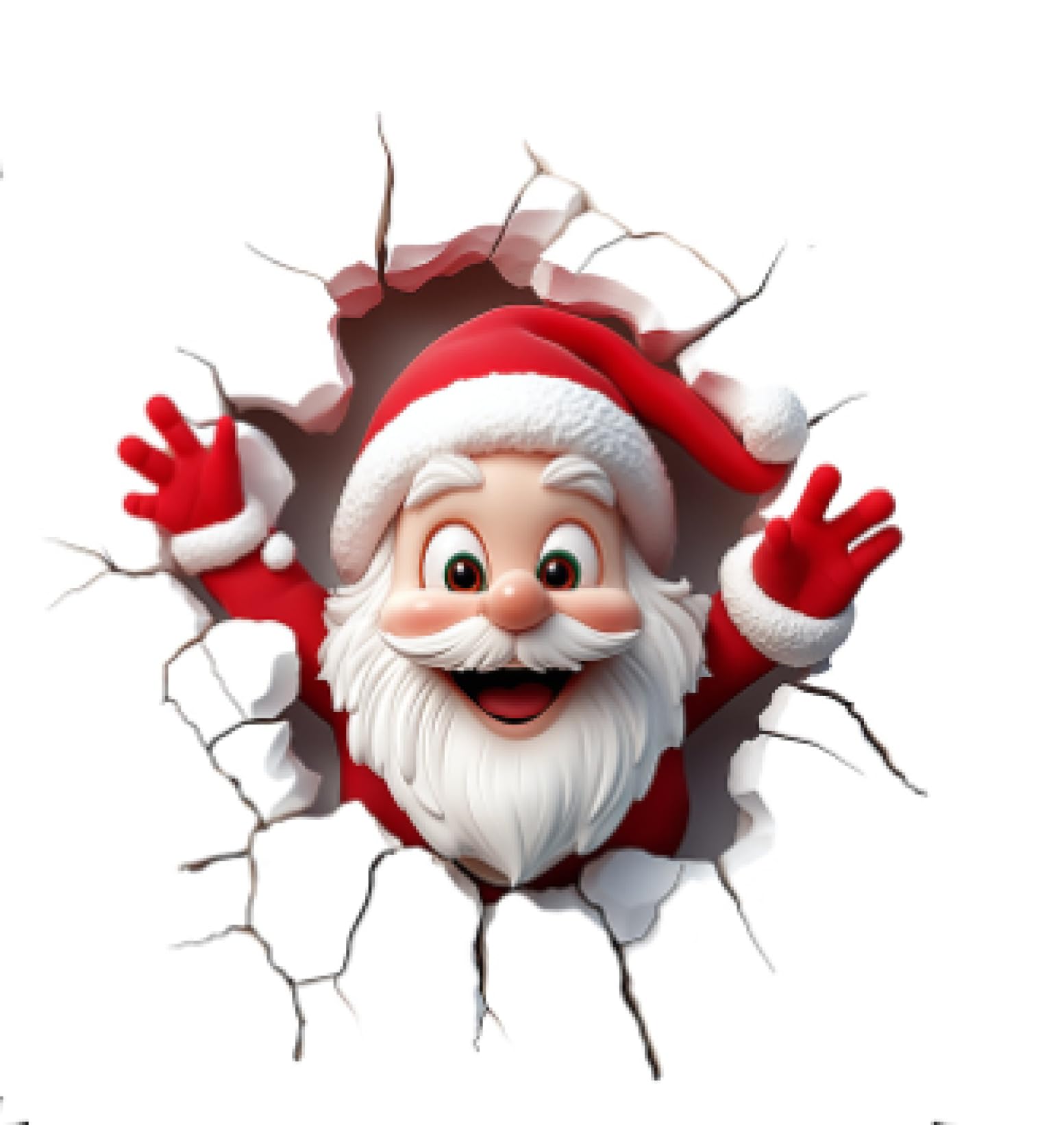 Funny Father Christmas Breaks Through The Wall Window Stickers，Door ...