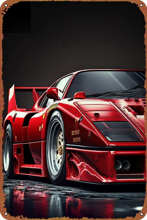 Amazon.com : Ferrari F40 Car Sports posters Tin Metal Sign Vintage Wall ...