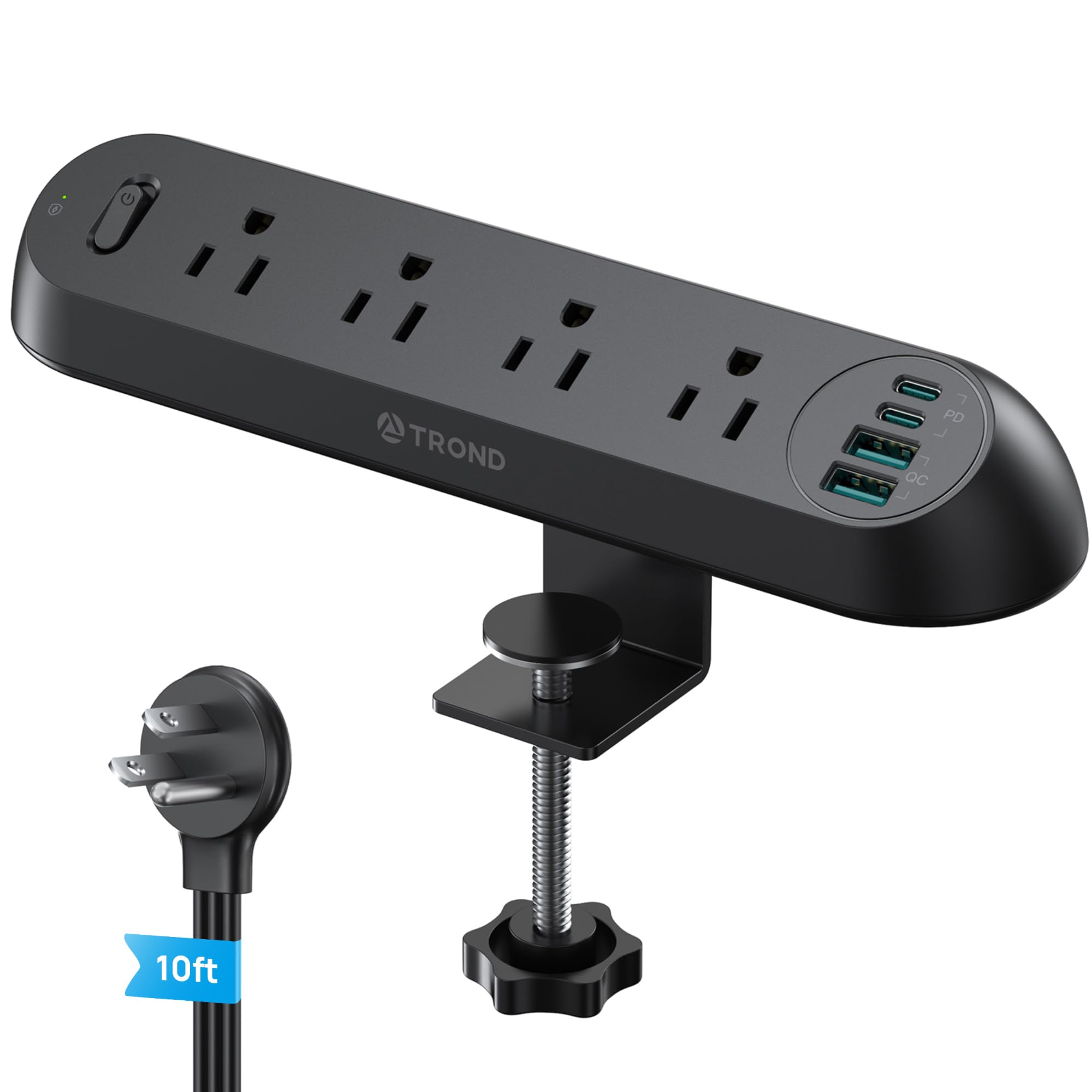 Amazon.com: TROND Desk Clamp Power Strip USB C PD 20W - Flat Plug 10ft ...