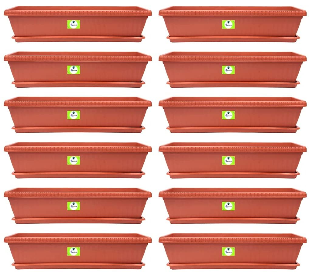 SPYLARK'S™ Rectangle 26 inch Window Flower Pot with Drain Tray Set UV ...