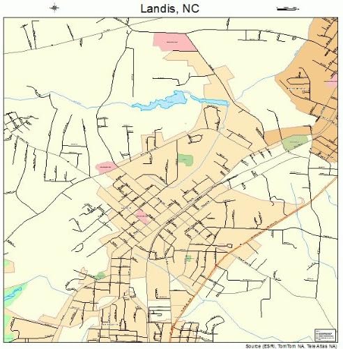 Amazon.com: Large Street & Road Map of Landis, North Carolina NC ...
