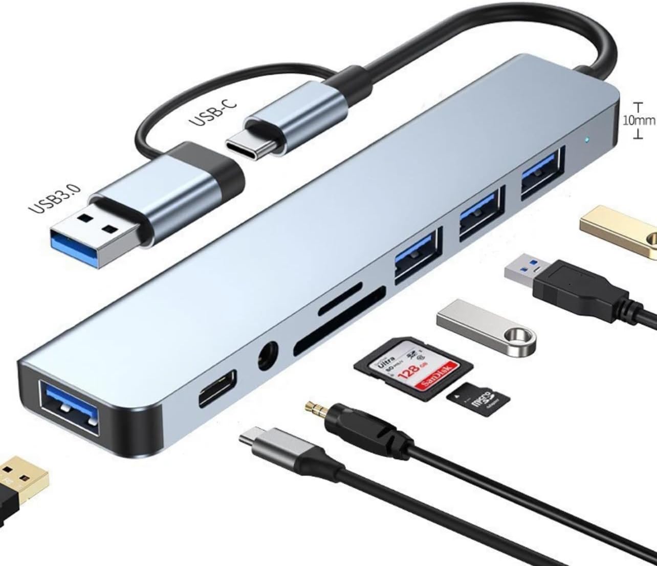 USB Hub USB C Hub USB Splitter Port Extender 8 in 1 USB 3.0 Hub USB Adapter&USB C Splitter 4 USB ...