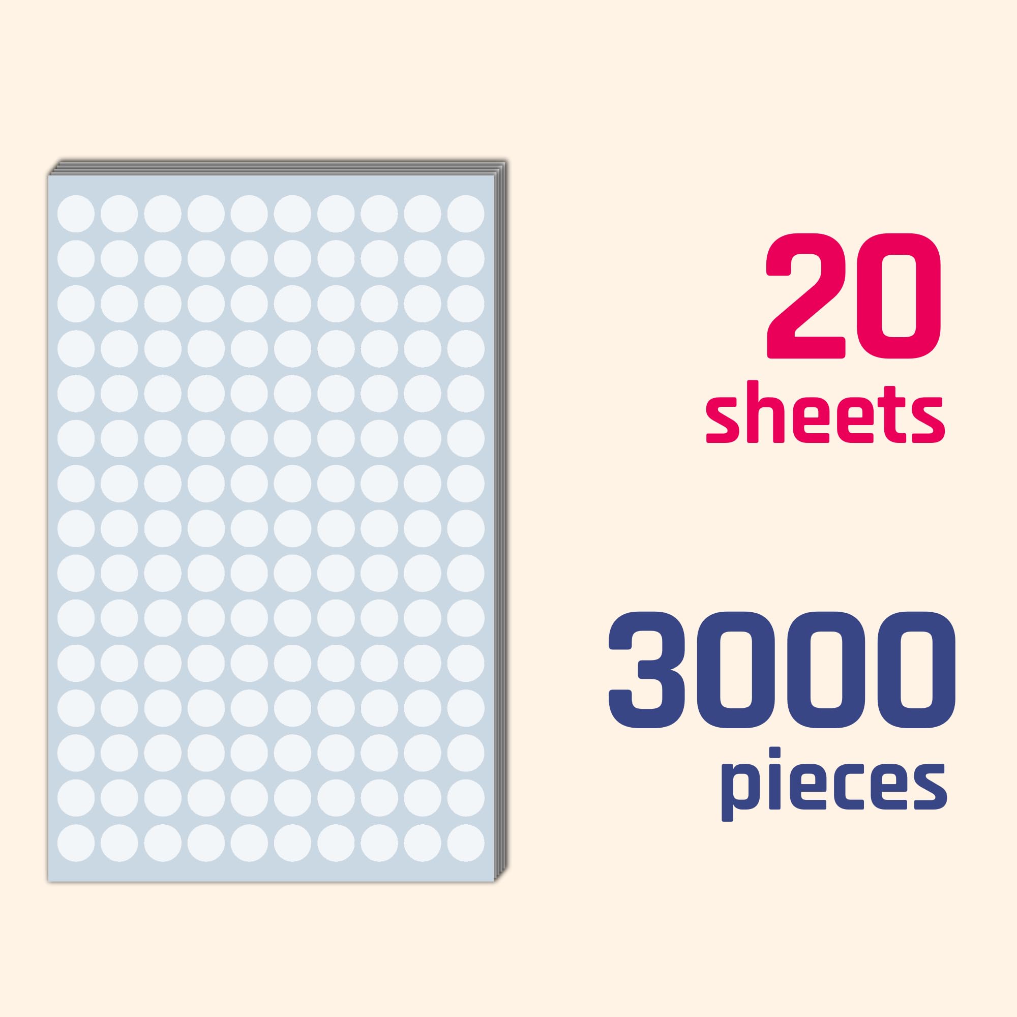 Snapklik.com : 3000 Pieces, 1/2 Inch - White Dot Stickers, Small Round ...