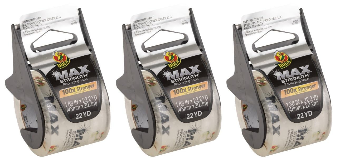 Amazon.com : Duck Max Strength Clear Packaging Tape, Maximum Strength ...