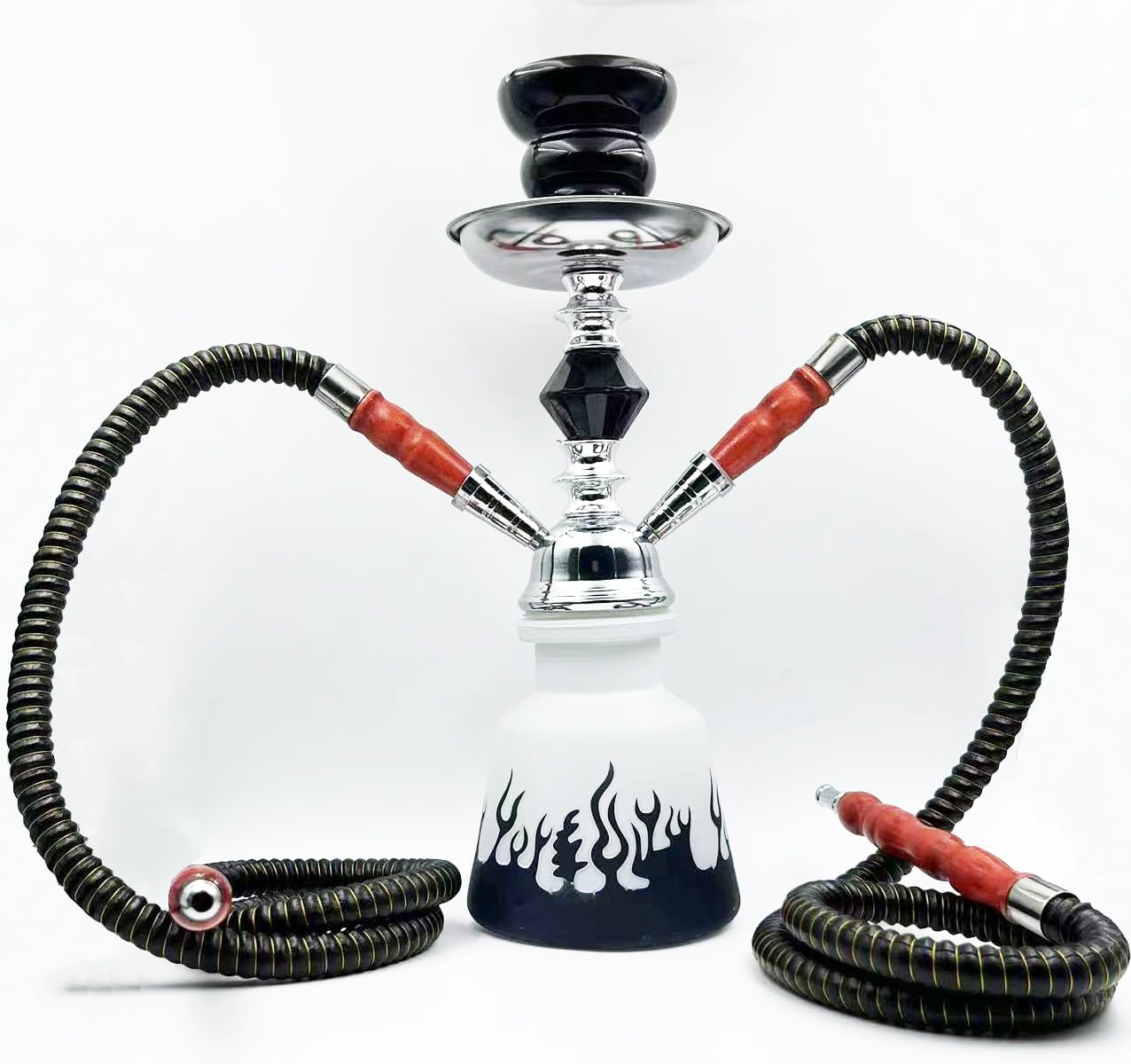 Amazon.com: Shisha Hookah Set 2 Hose, Glass Fire Pattern 11.5'' Double ...