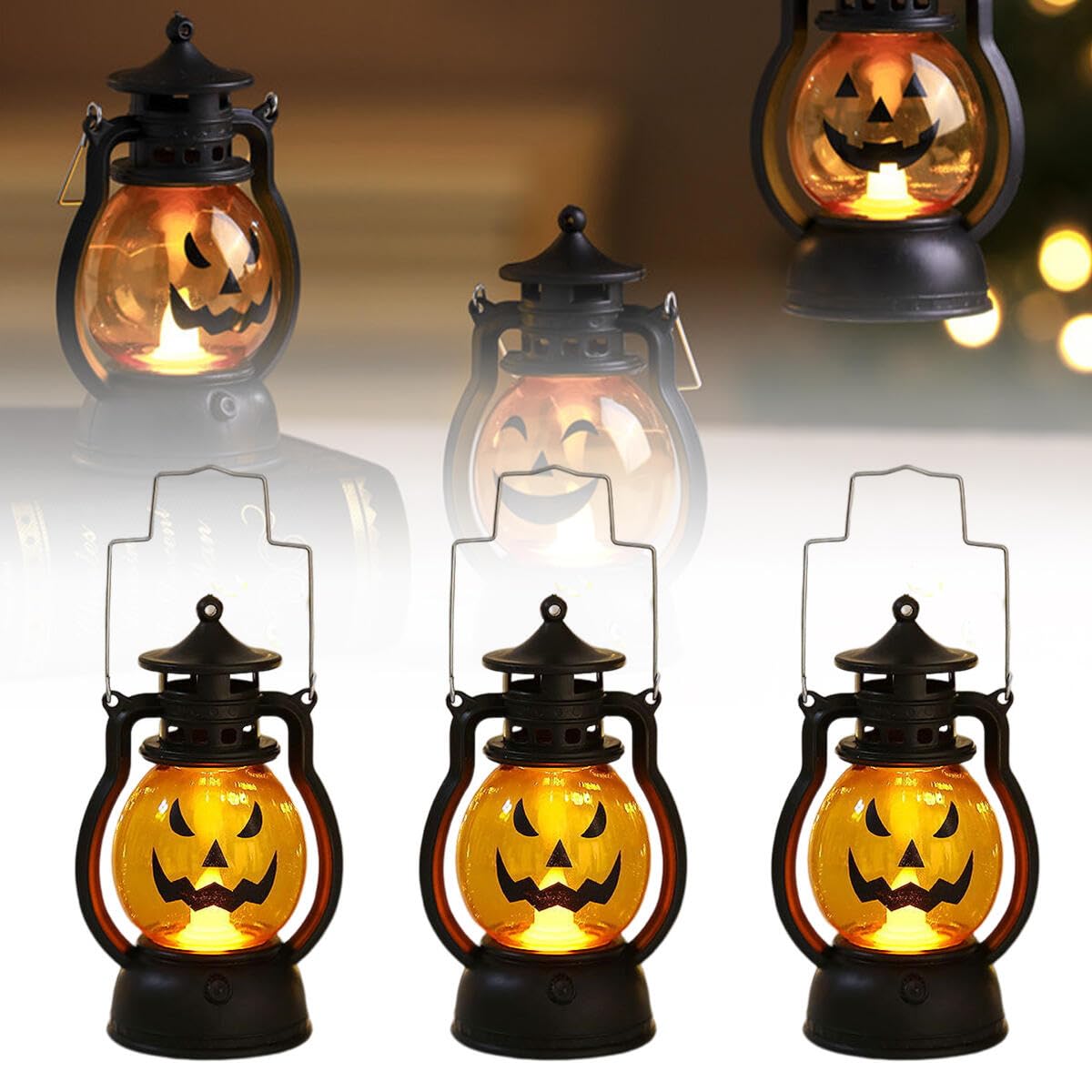 Goodern 3PCS Halloween Pumpkin Lamp Lantern,Halloween Pumpkin Led ...