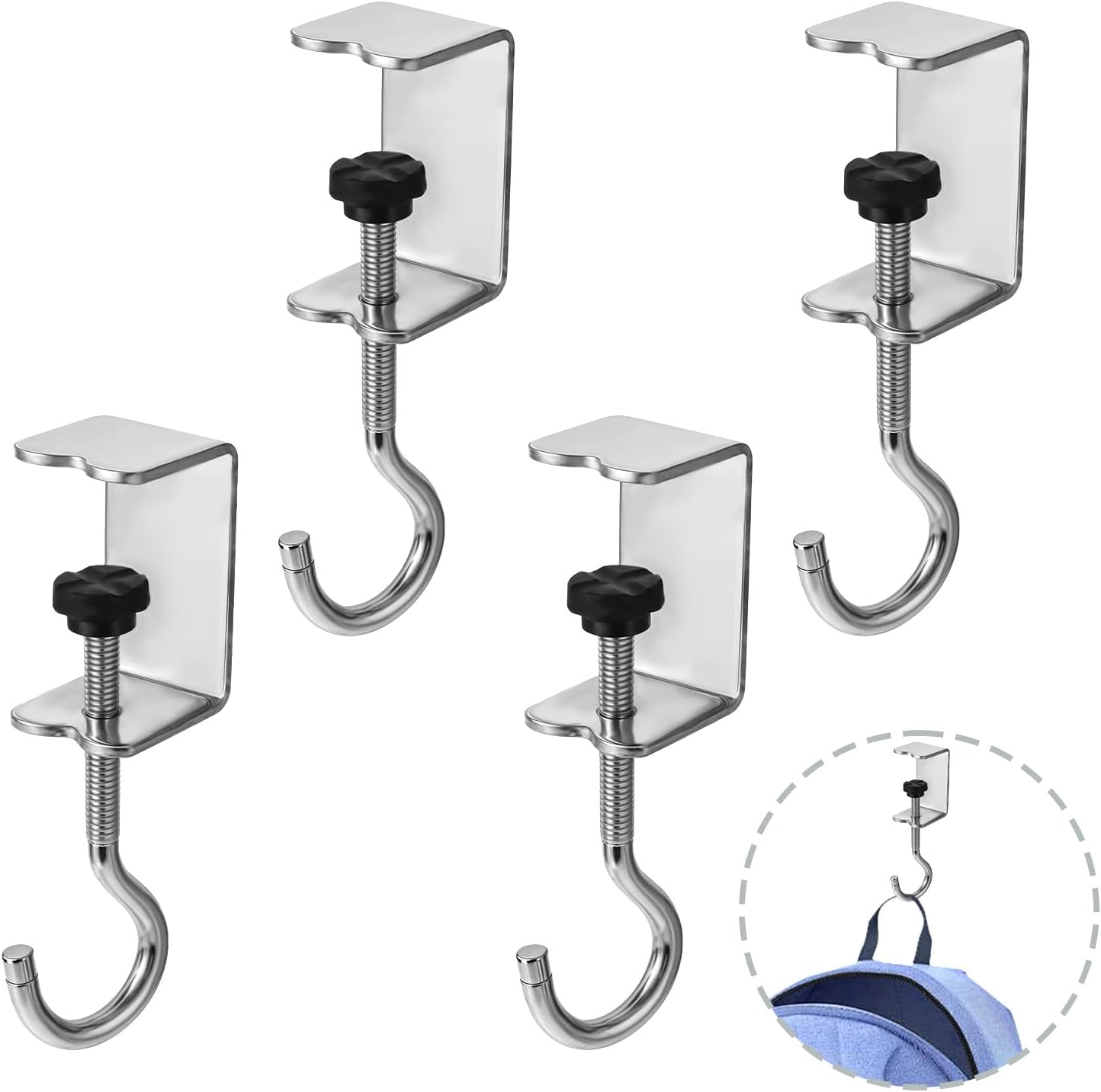 Amazon.com: JJUNW 4 Pcs Desk Mount Bag Holder Hook, Desk Hook for ...