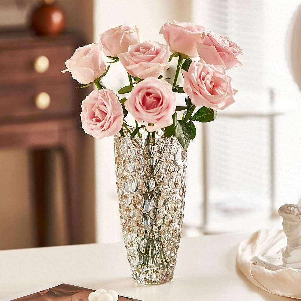Amazon.com: Colorful dot Crystal Glass vase 9.8 inch,Large Flower Vase ...