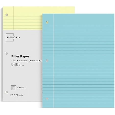 Amazon.com : 1InTheOffice Colored Filler Paper 8.5x11, Refill Paper ...