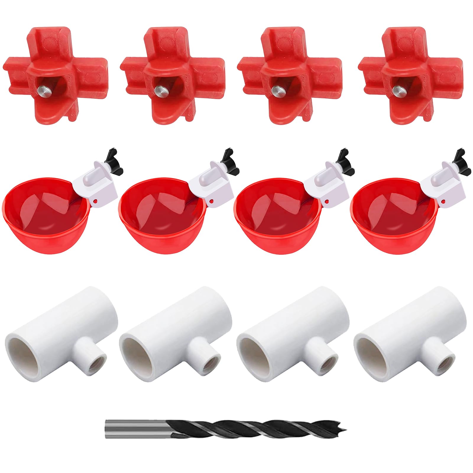 Amazon.com: 8 Pack Chicken Waterer Nipples Cups and 4 Pack 1/2" PVC Tee ...