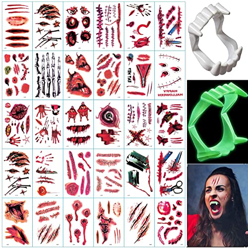 ENYACOS Fake Vampire Teeth with Tattoos, Vampire Teeth Adults Children ...