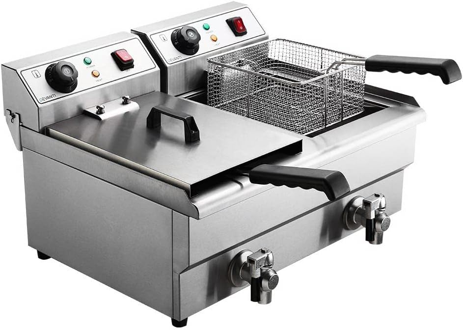 Devanti Deep Fryer, 20L Electric Commercial Double Fryers Oil Heater ...