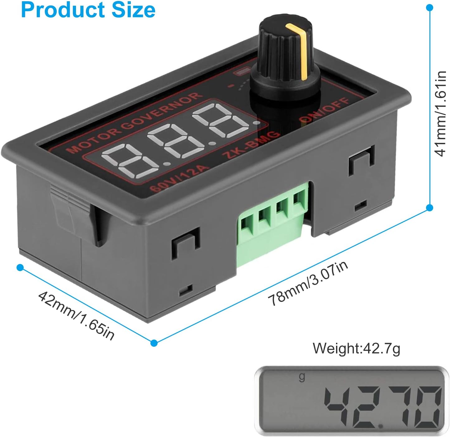RUIZHI Motor Speed Controller PWM DC 9-60V/12A/500W Adjustable Speed ...