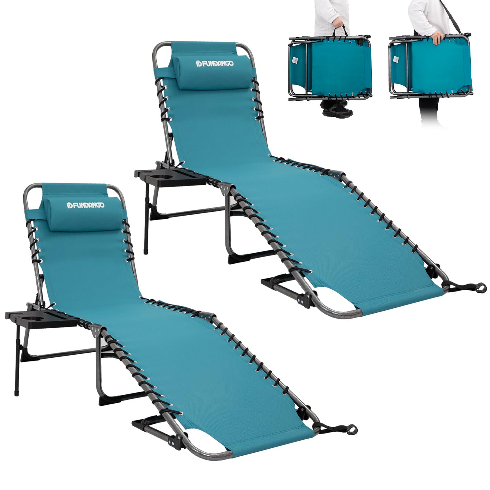 Amazon.com: FUNDANGO Outdoor Folding Chaise Lounge Chair for Beach ...