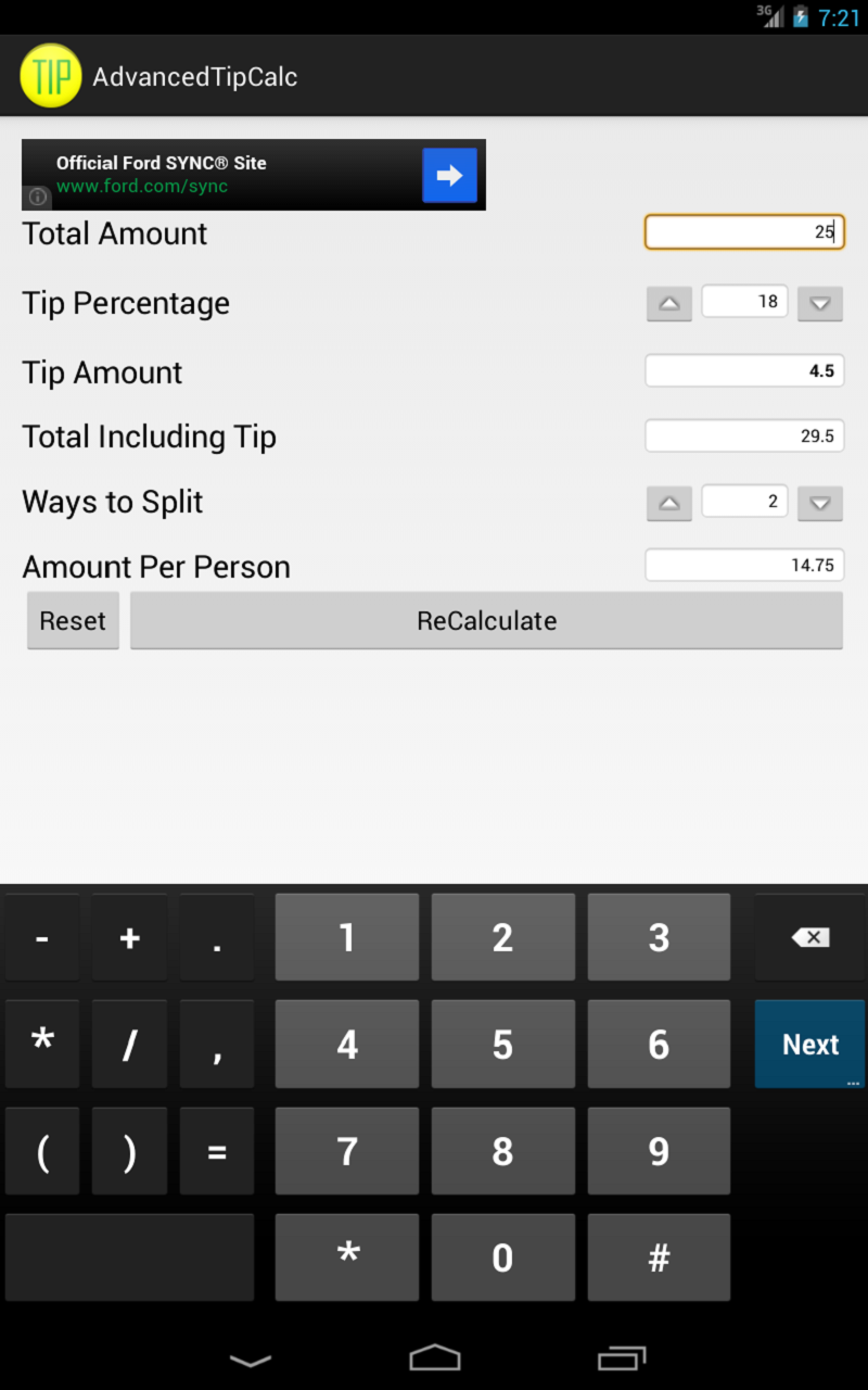 Advanced Tip Calculator - App on Amazon Appstore