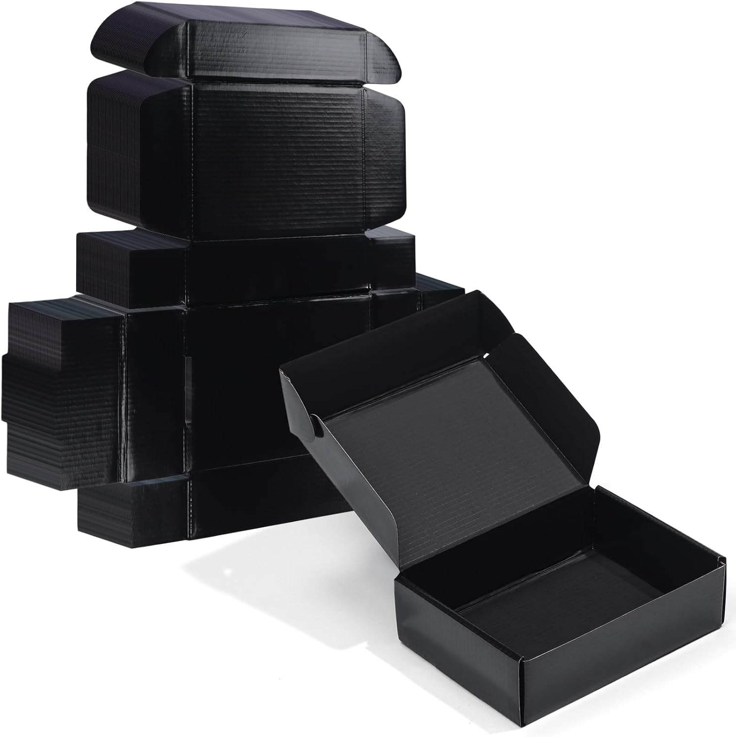 ZBEIVAN 7x5x2 Black Small Shipping Boxes, 20 Packs Corrugated Cardboard ...