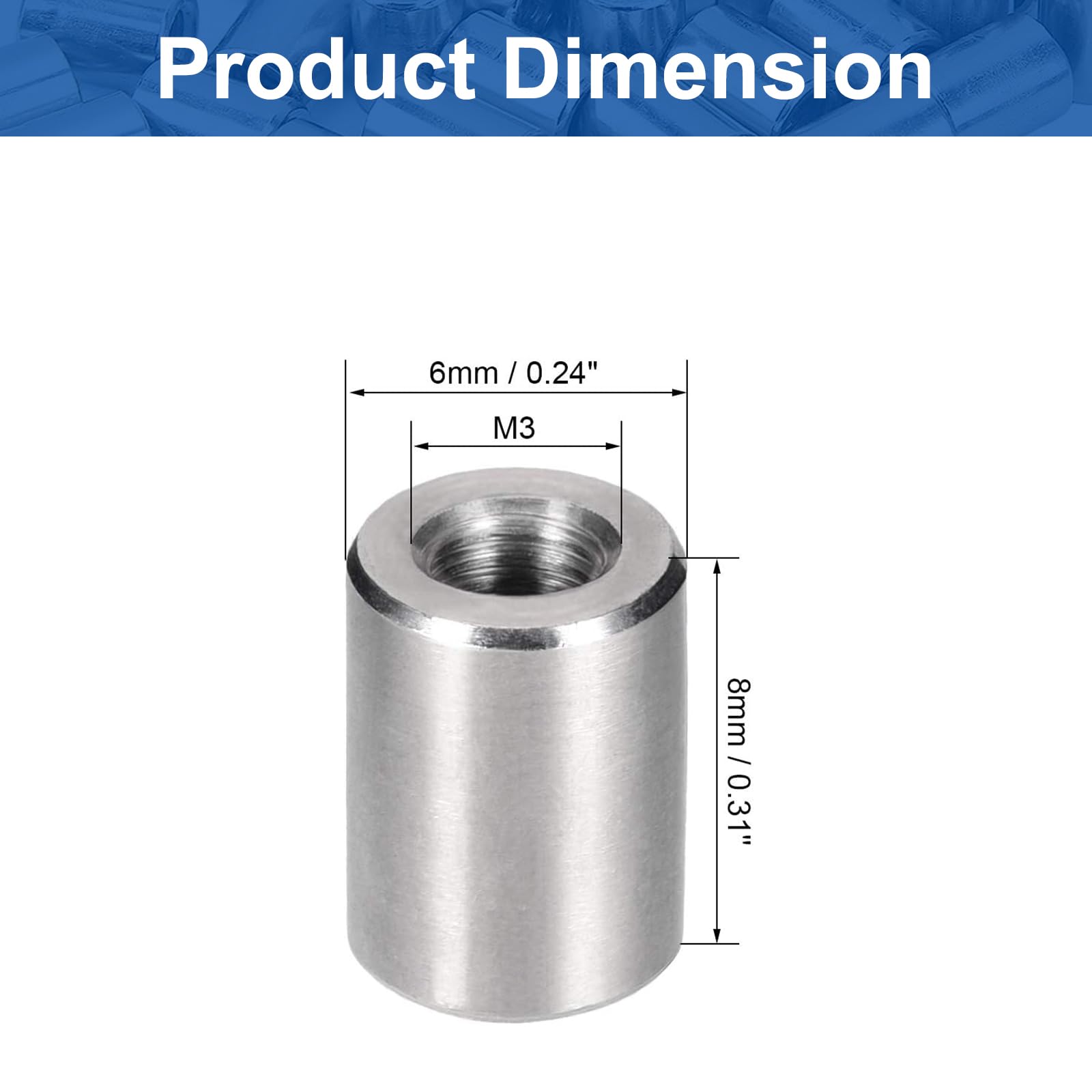 M6 Helicoil Kit Select Size M4 - M10 Round Threaded Rod Coupling Nuts ...