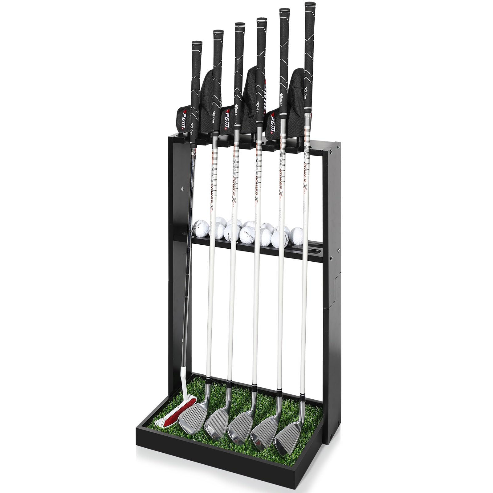 Golf Club Holder, Premium Wooden Golf Club Rack for 6 Golf Clubs, 18 ...