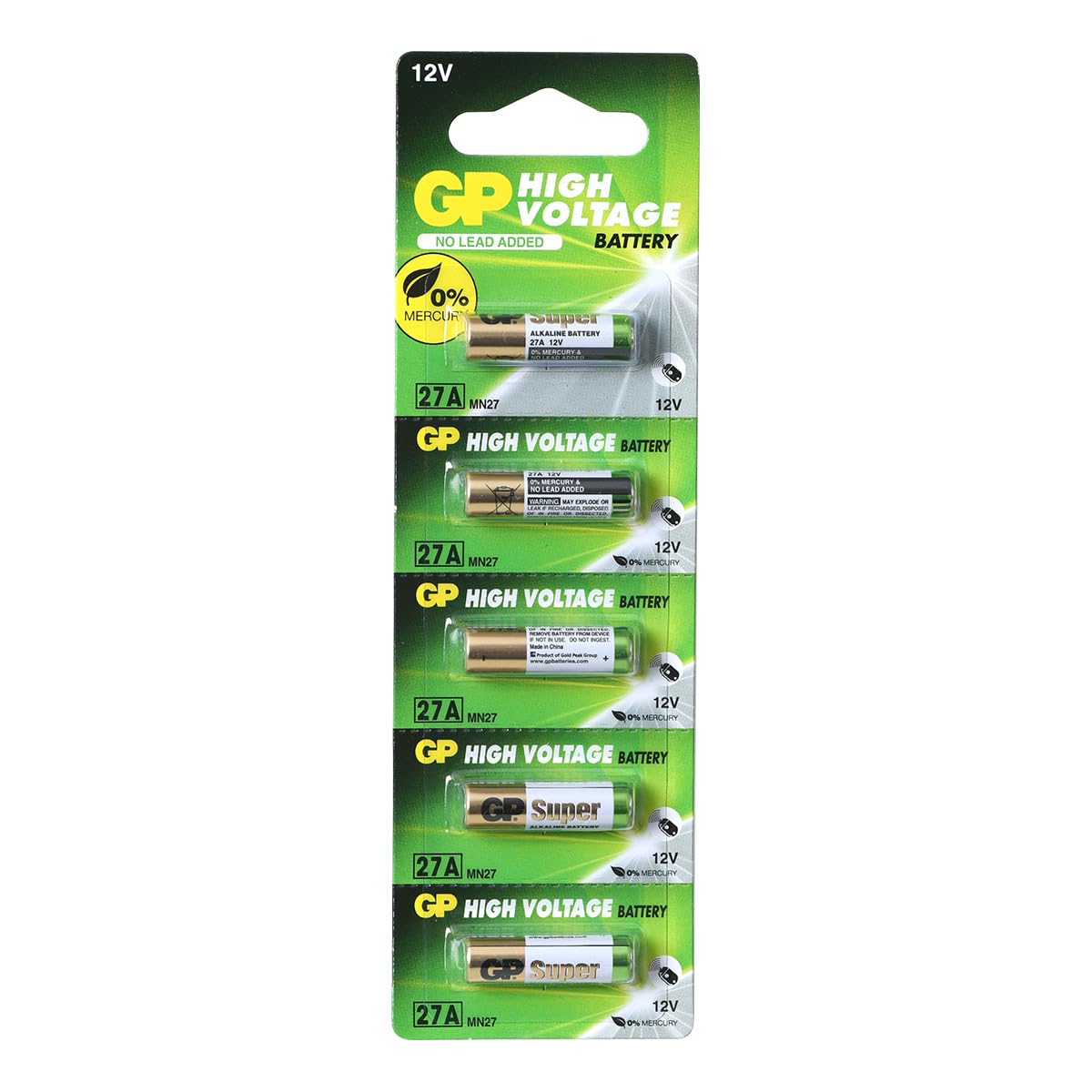 GP Batteries GP27A-C5 High Voltage Super Alkaline Battery (Strip of ...