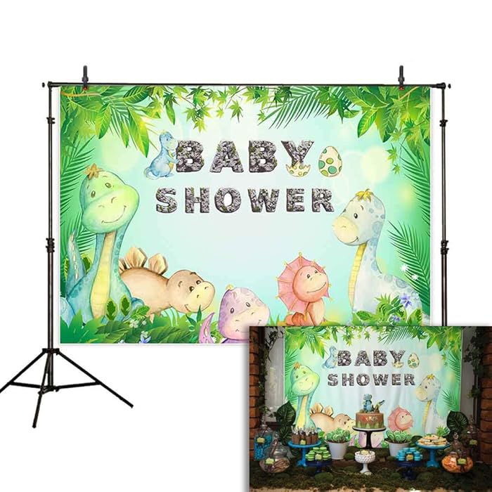 Buy Allenjoy 7x5ft Cartoon Dinosaurs Baby Shower Backdrop Jungle ...
