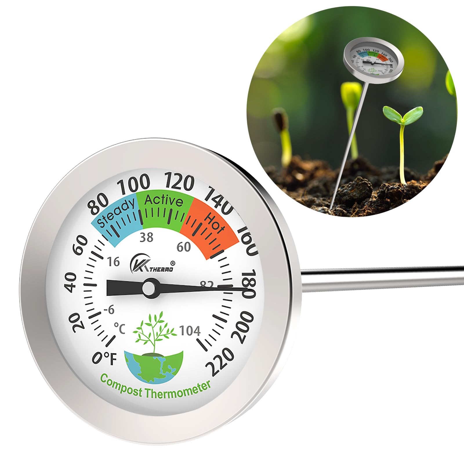 Snapklik.com : Compost Soil Worm Thermometer - Backyard Thermometer
