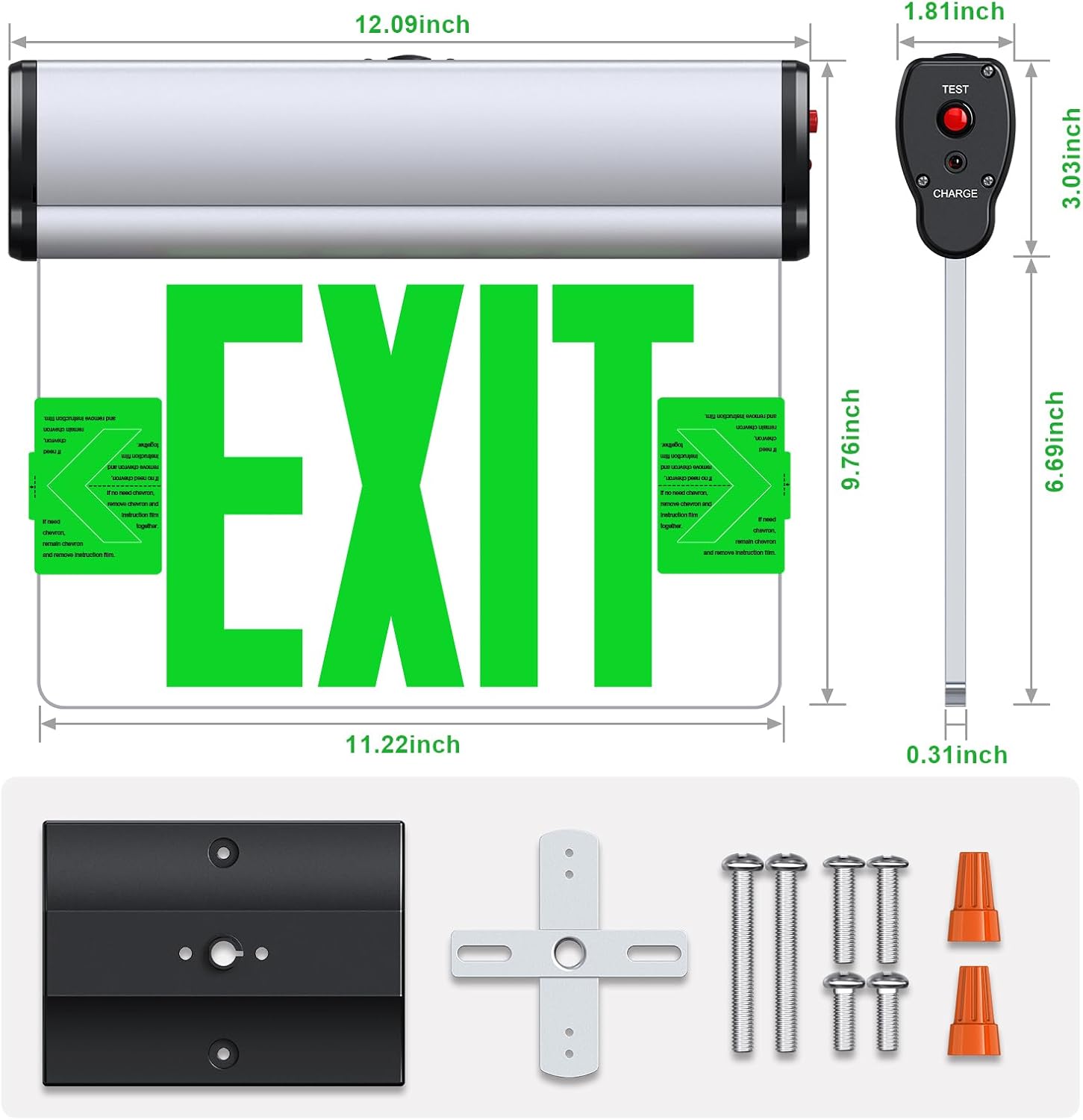 Led Edge-Lit Exit Sign ,Brushed Aluminum Housing Single-Sided Clear ...