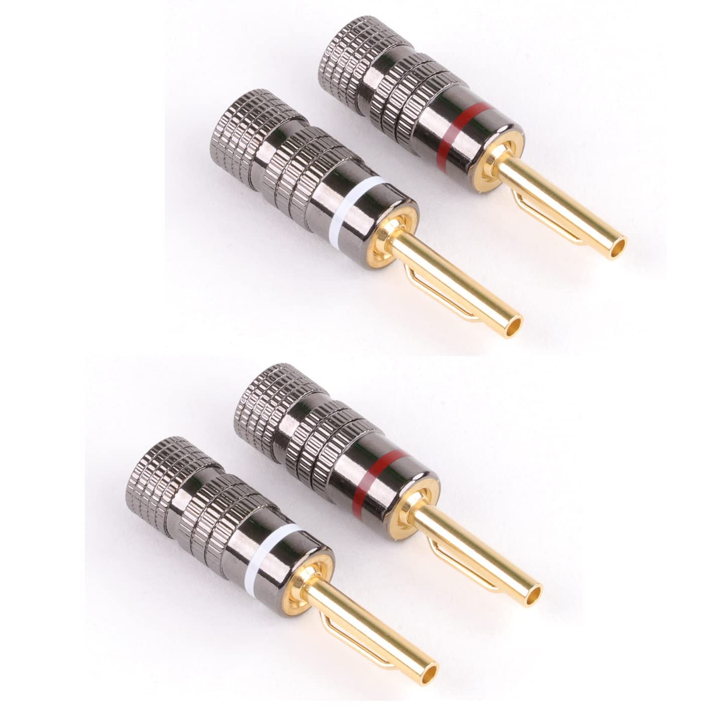 fdealz® [ 4 Pieces ] Banana Plugs Connector Pin Plug Type 24K Gold ...