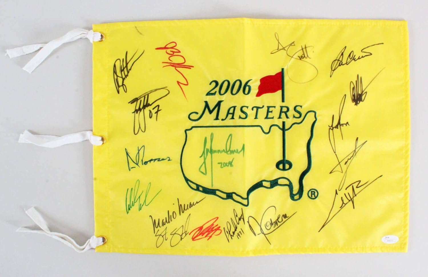 2006 Masters Multi Signed Golf Pin Flag COA JSA Certified 2006 Masters Multi Signed Golf Pin Flag COA JSA Certified