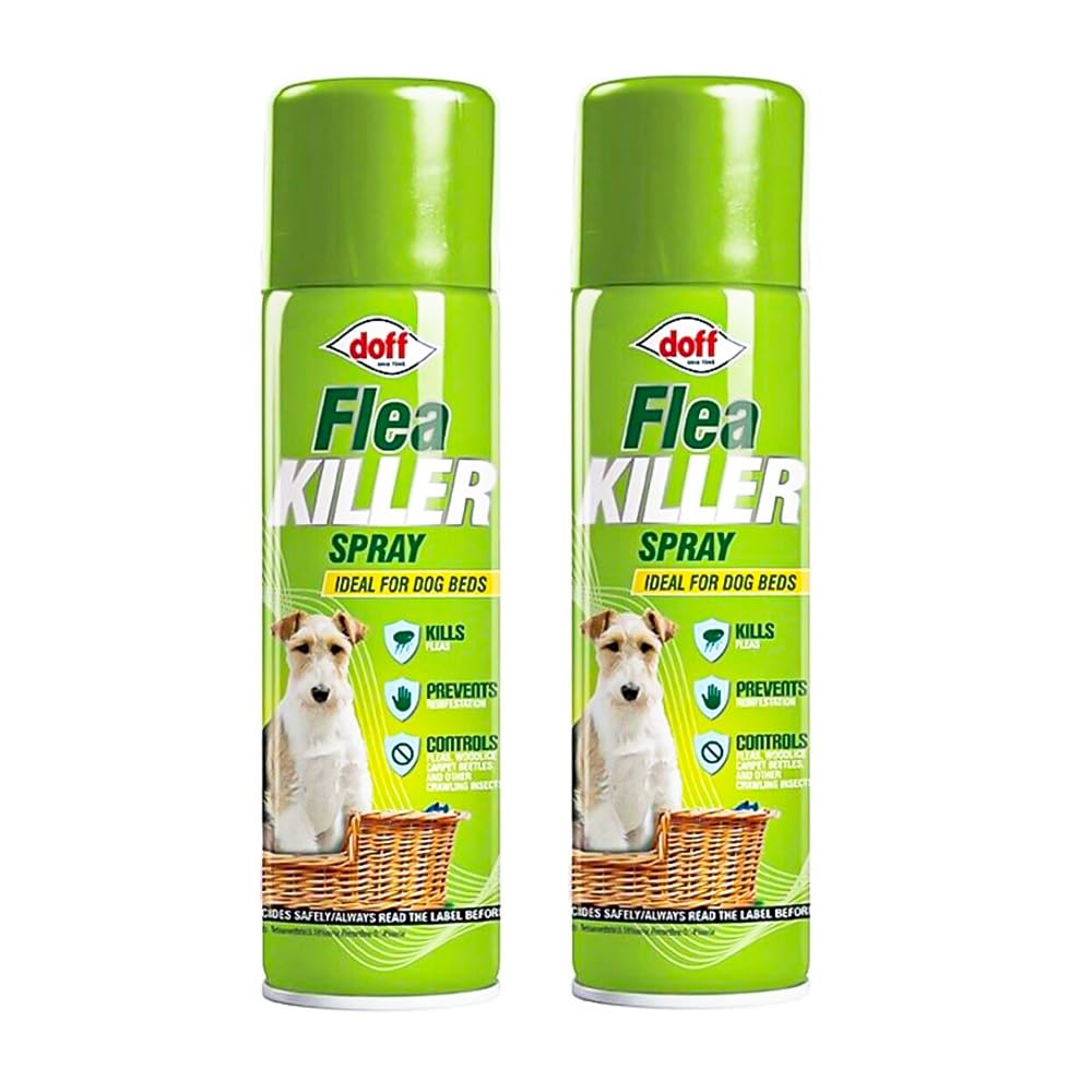 Doff 2 x 200ml Flea Killer Spray Effective Aerosol Flea Control Kills ...