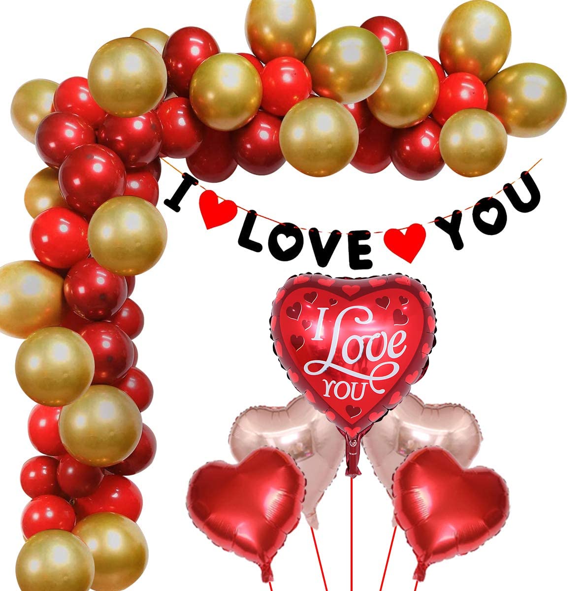 Party Propz 46Pcs Red Heart Balloon Decoration Kit - Valentine's Day ...