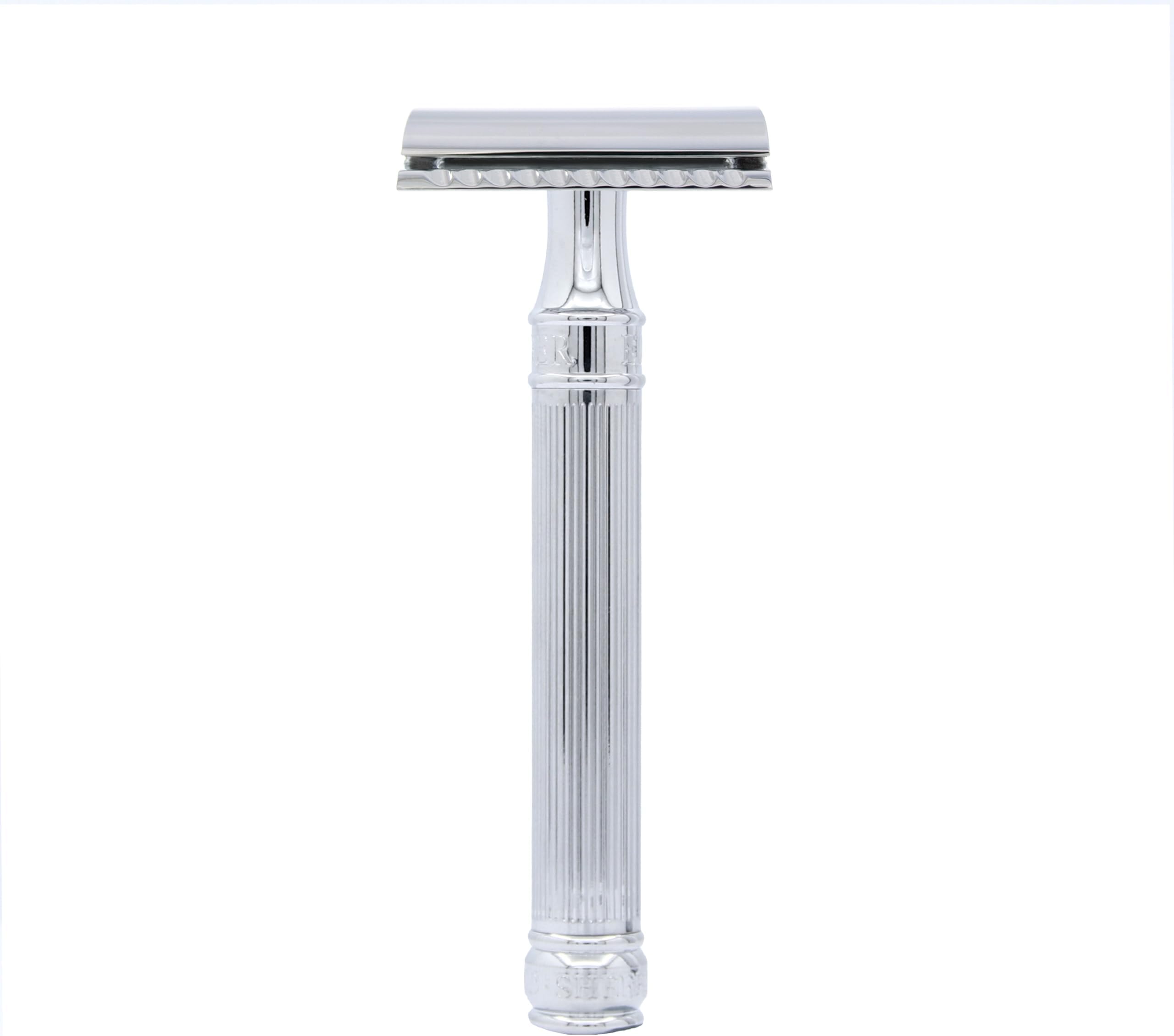 Amazon.com: Edwin Jagger Chrome Lined Double Edge Razor - Long Handle ...