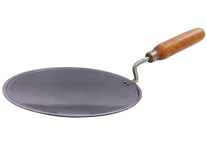 Pure Iron Concave Tawa for Roti/Chapati with Wooden Handle | Premium ...