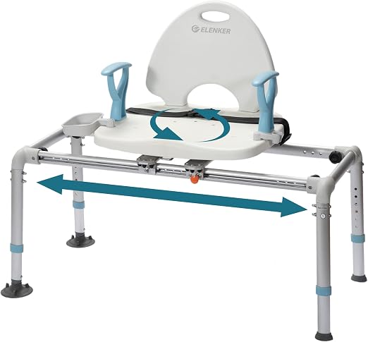 Amazon.com: ELENKER Heavy Duty Sliding Shower Chair with Swivel Seat ...