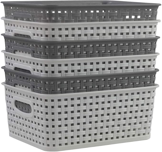 Rinboat Plastic Weave Storage Basket, Pack of 6 : Amazon.co.uk: Home ...