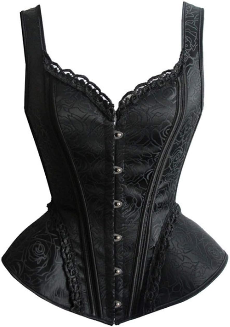 KUOSE Women Gothic Corset Vintage Steampunk Shapewear Satin Shoulder ...
