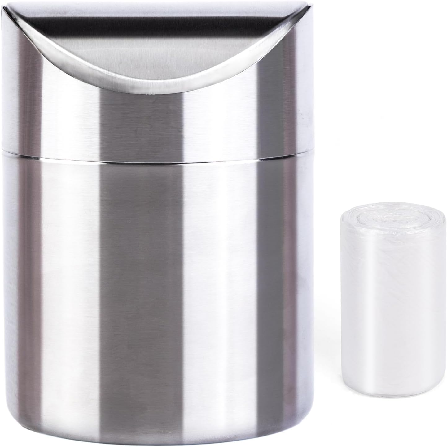Amazon.com: Estilo Mini Countertop Trash Can | Brushed Stainless Steel ...