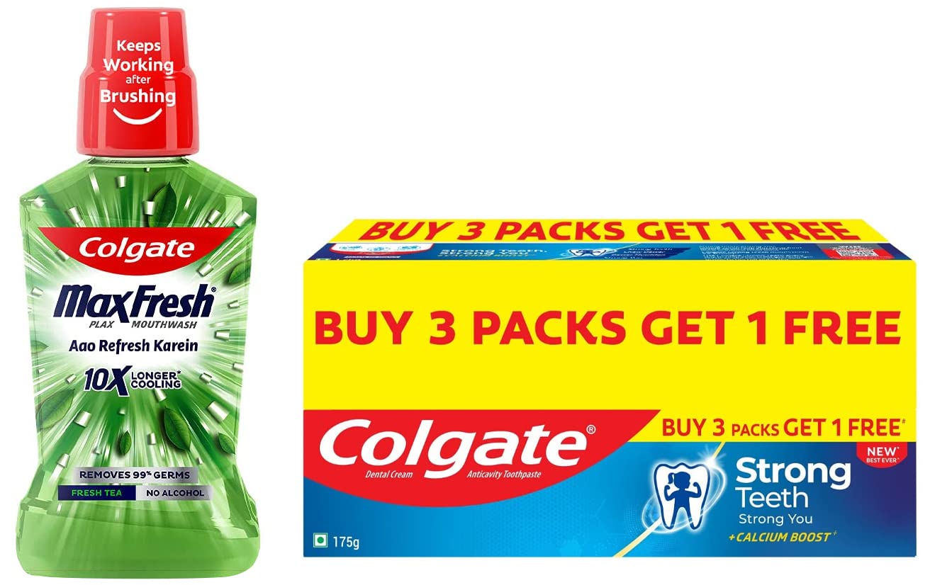 Buy Colgate Plax Fresh Tea Mouthwash, 0% Alcohol - 500 ml & Colgate ...