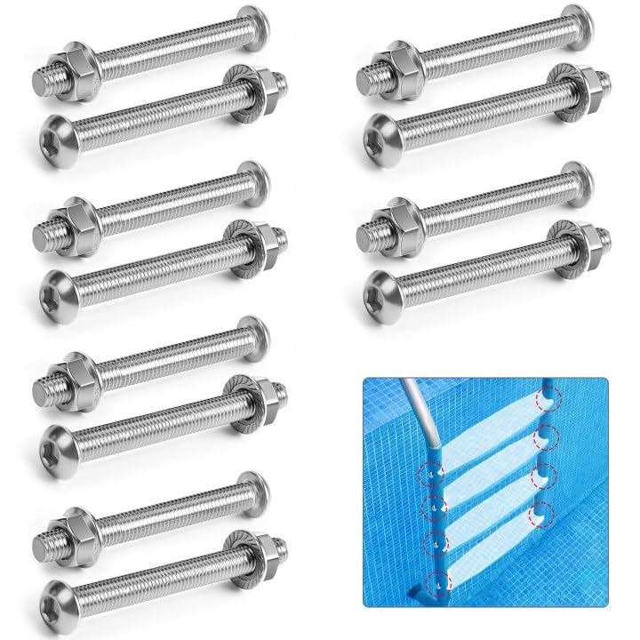 Amazon.com: 12 Packs Swimming Pool Ladder Bolts and Nuts- Stainless ...