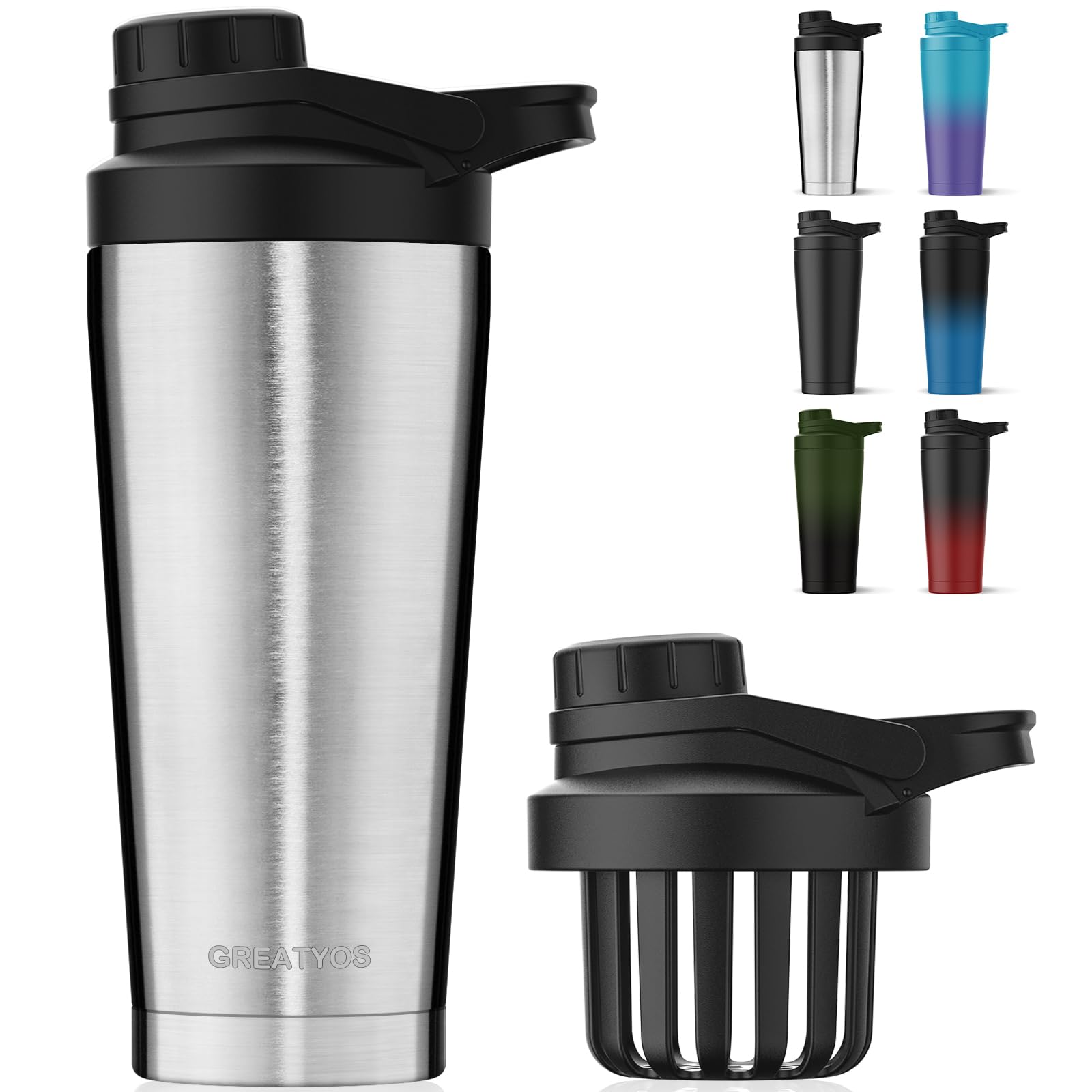 Amazon.com: Greatyos Stainless Steel Shaker Bottle with Noise-Free ...