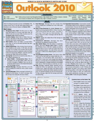 Outlook 2010 (Quick Study Computer): BarCharts, Inc.: 9781423214359: Amazon.com: Books