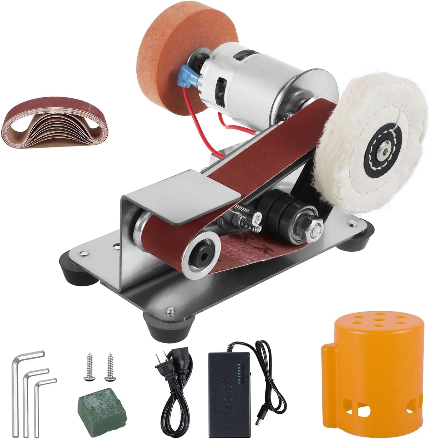 Mini Belt Sander, 7 Adjustable Speed Electric Bench Grinder Sanding ...