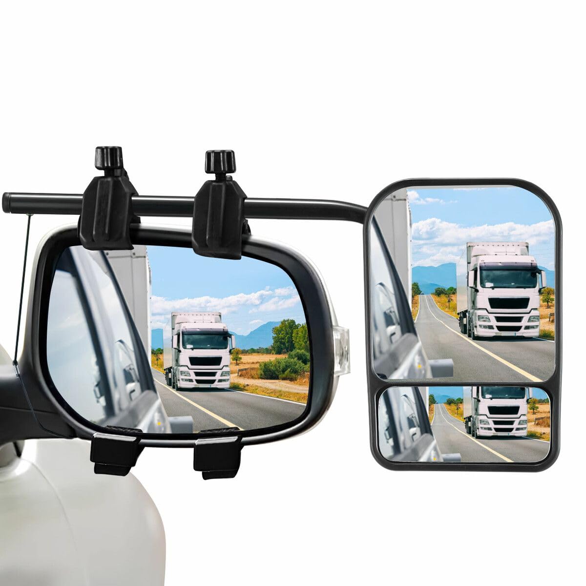 AUSWAY 2 Towing Mirrors Car Safety Convex Flat Mirror Clipon Caravan ...